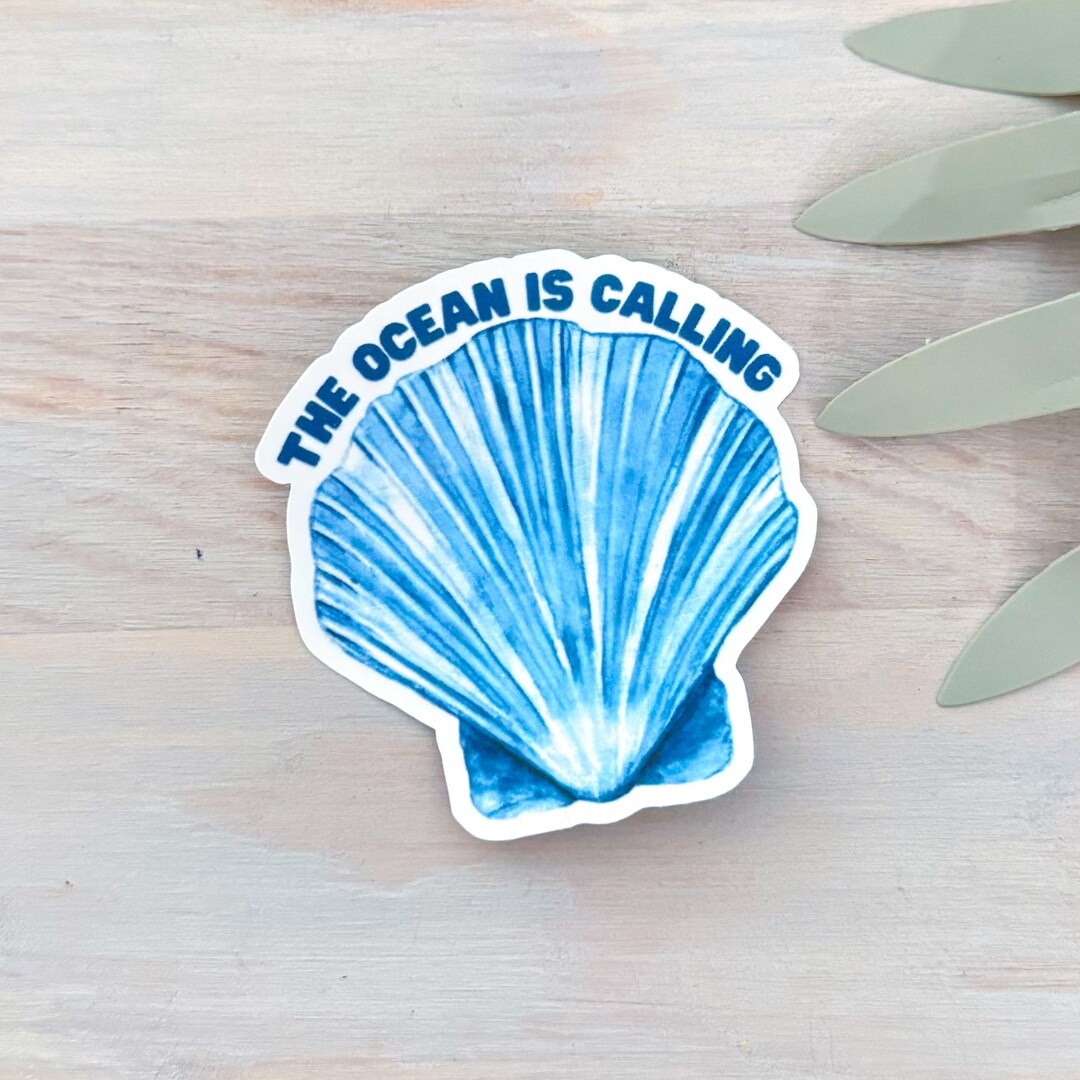 Seashell Decal Waterproof Vinyl Sticker the Ocean is Calling Ocean ...