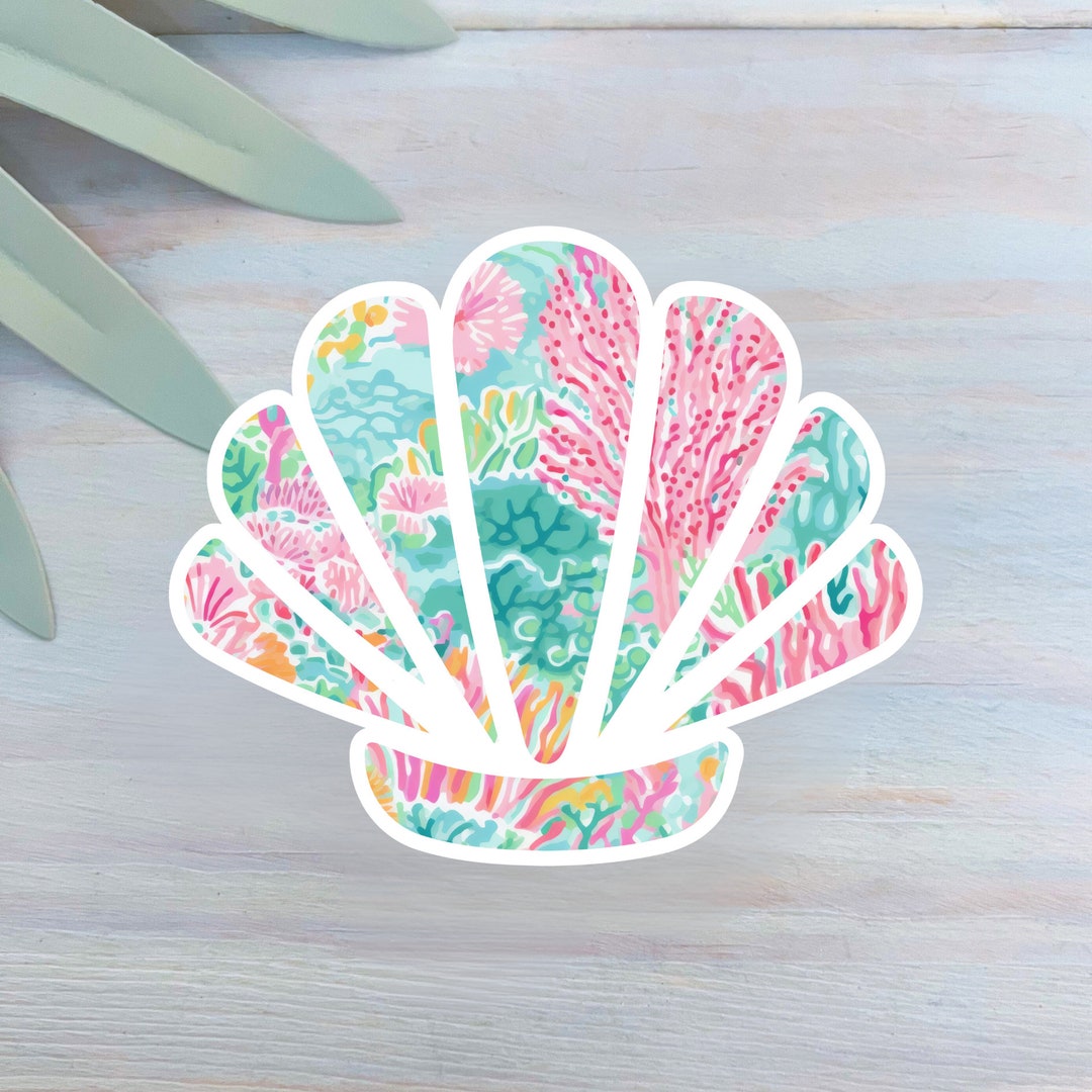 Preppy Seashell Decal Waterproof Vinyl Sticker Die-cut Ocean Stickers ...
