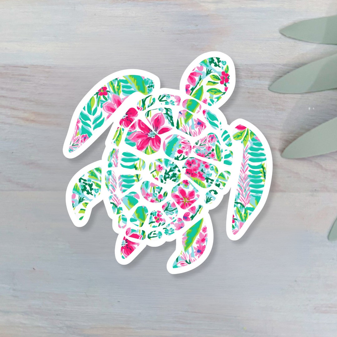 Preppy Sea Turtle Decal Waterproof Vinyl Sticker Die-cut Ocean Surf ...