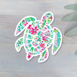Preppy Sea Turtle Decal Waterproof Vinyl Sticker Die-cut Ocean Surf ...