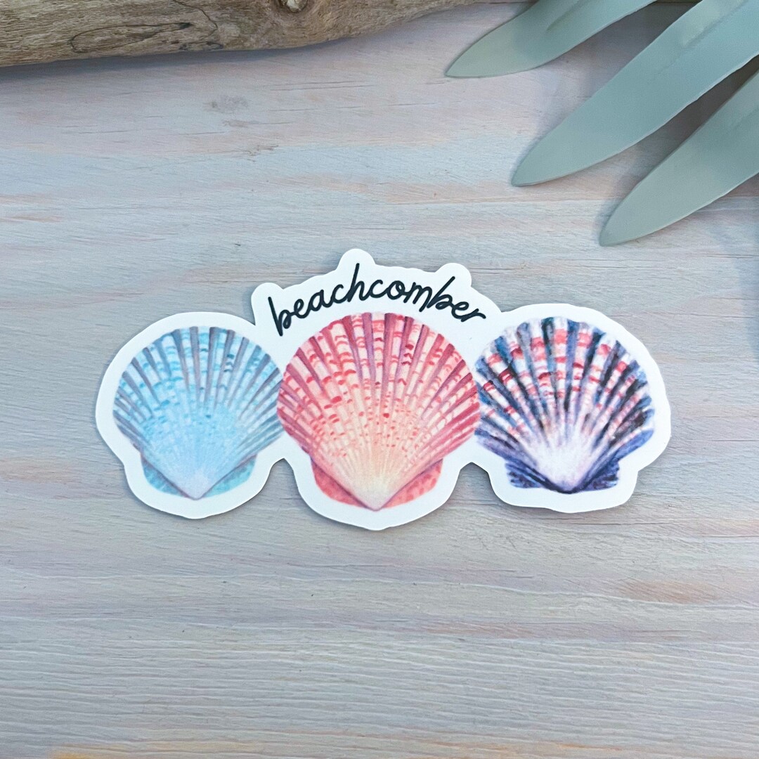 Beachcomber Sticker Waterproof Vinyl Decal Die-cut Ocean Seashells ...