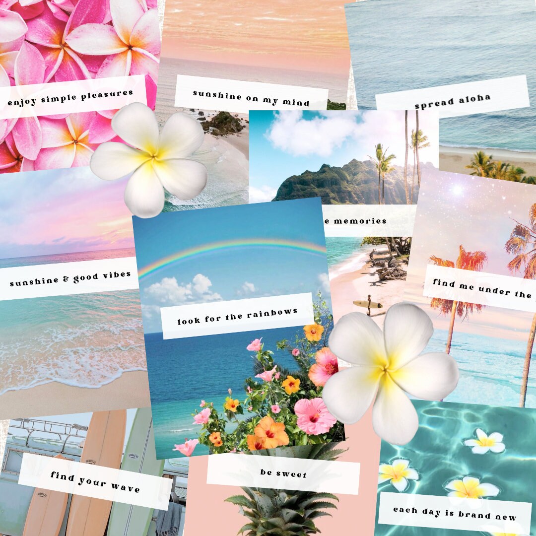 Hawaiian Affirmation Cards Beach Girl Aesthetic Tropical Affirmations ...