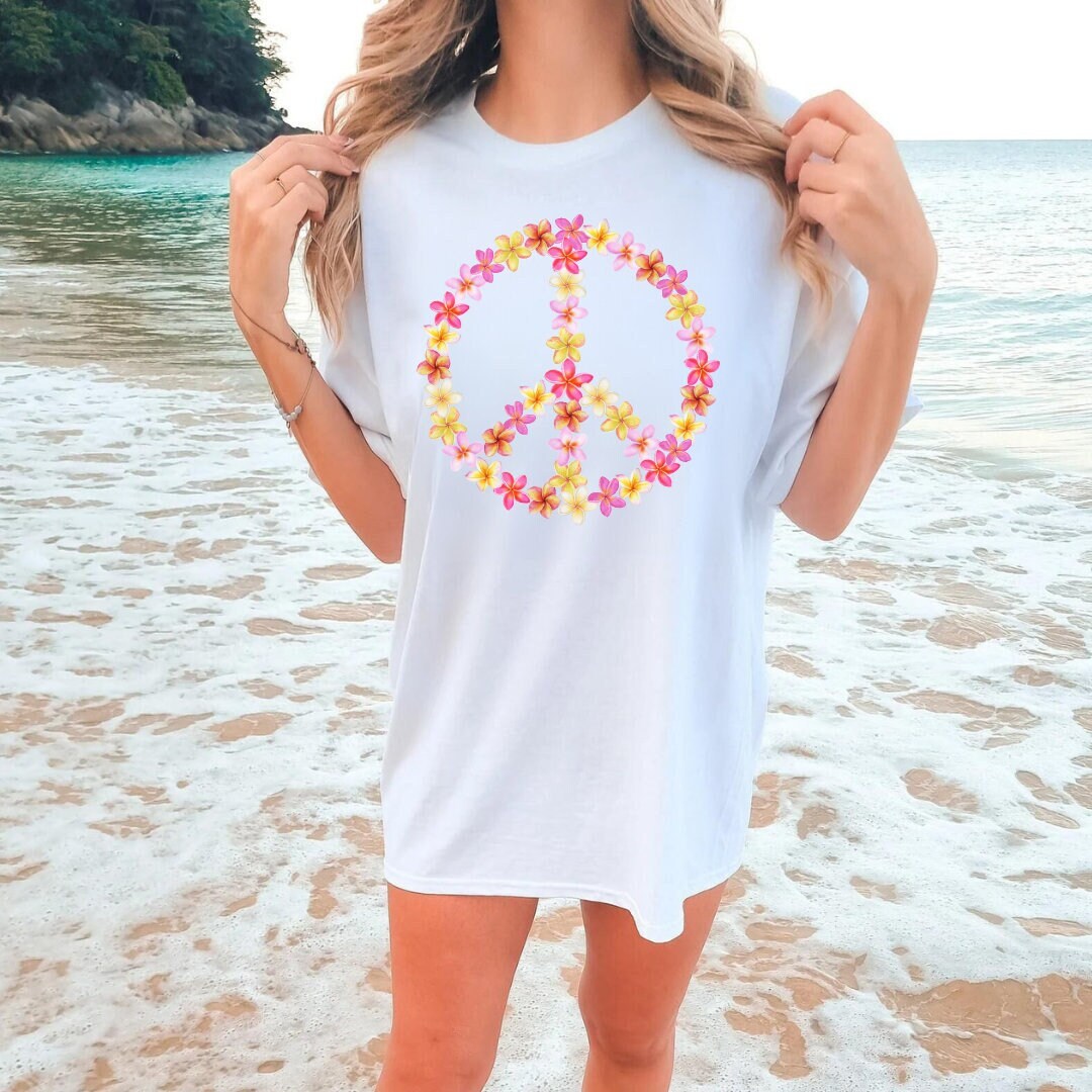 Plumeria Peace Hawaiian Beach Tee Beach Floral Lei Tee Hawaiian Lei Tee ...