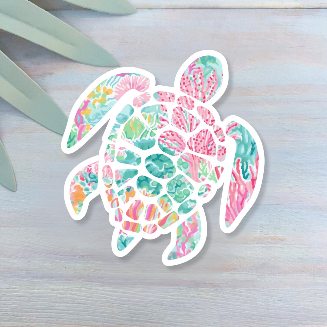 Preppy Sea Turtle Decal Waterproof Vinyl Sticker Die-cut Ocean Surf ...