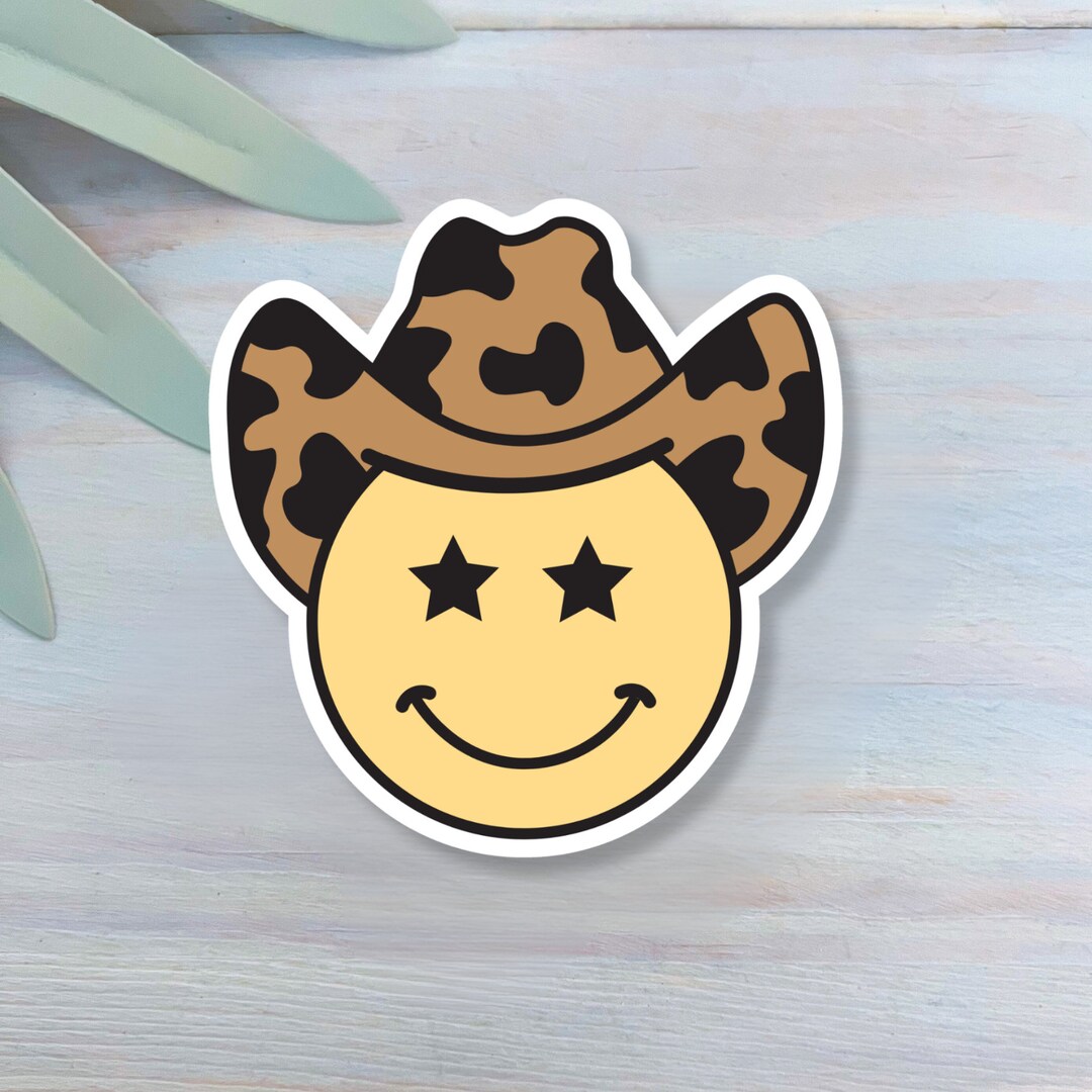 Cowboy Smiley Face Decal Waterproof Vinyl Sticker Die-cut Cowgirl ...
