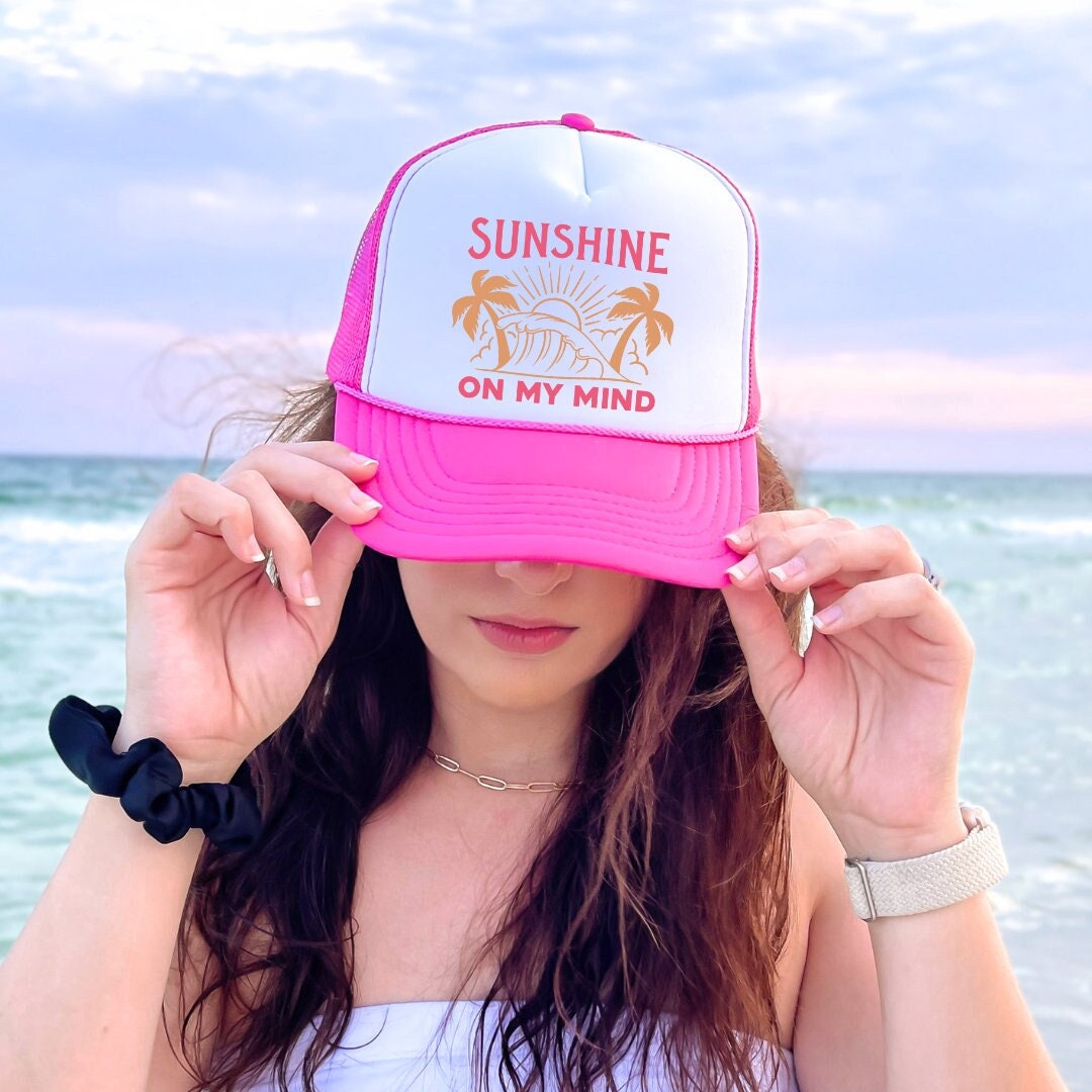 Sunshine on My Mind Coconut Girl Beach Baseball Cap Summer Trucker Hat ...