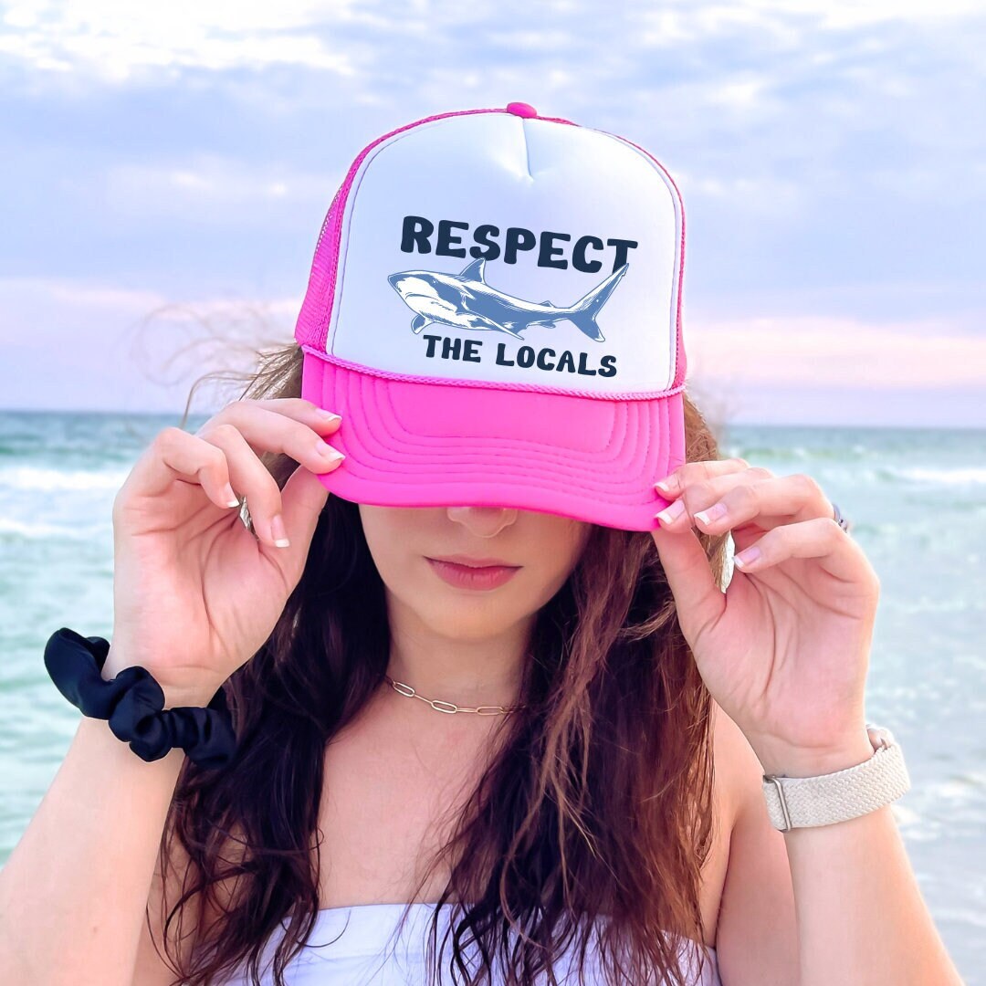 Respect the Locals Ocean Hat Shark Hat Summer Trucker Cap Beach Trucker ...