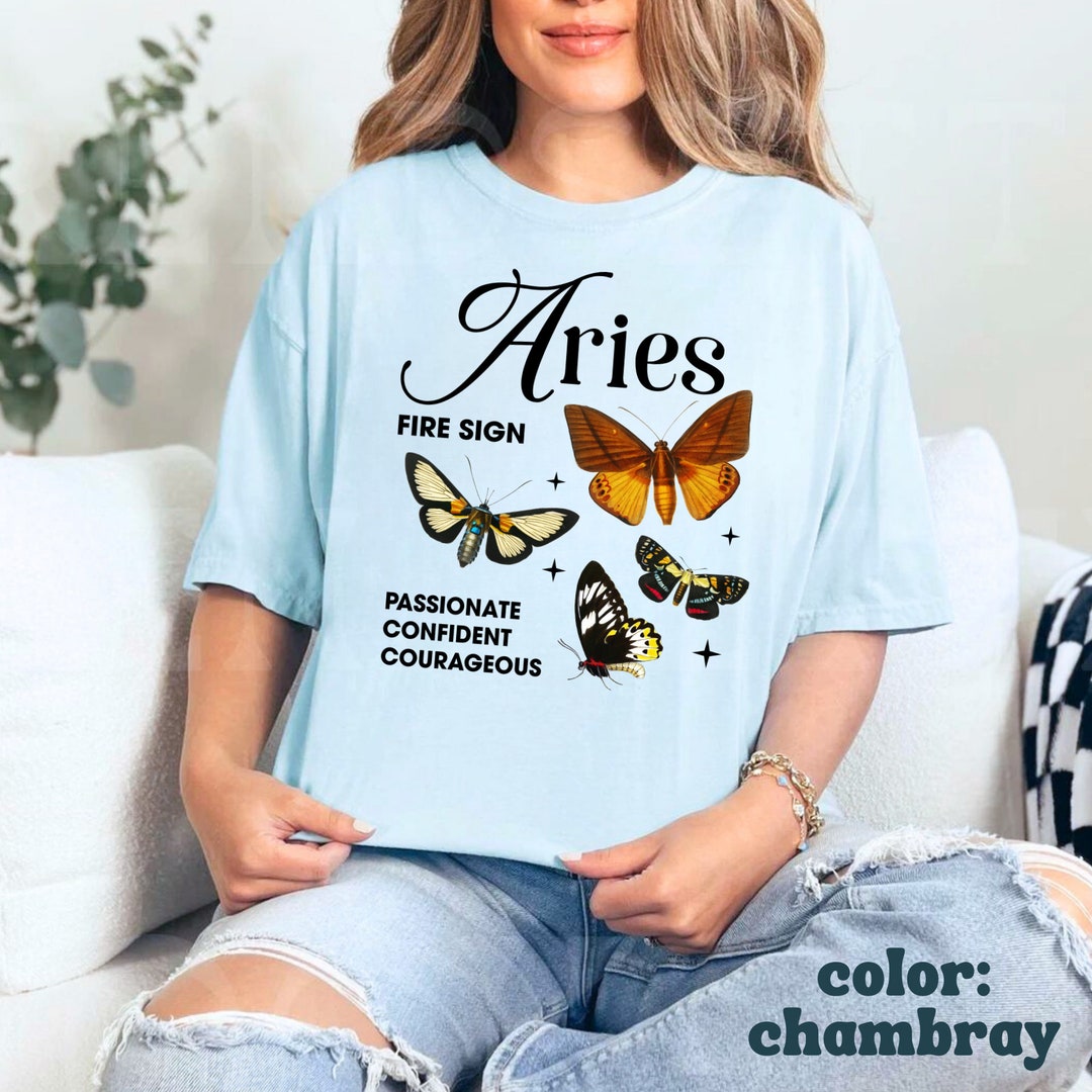 Aries Shirt Zodiac Moth Shirt Teenage Girl Gifts Butterfly Shirt Aries ...