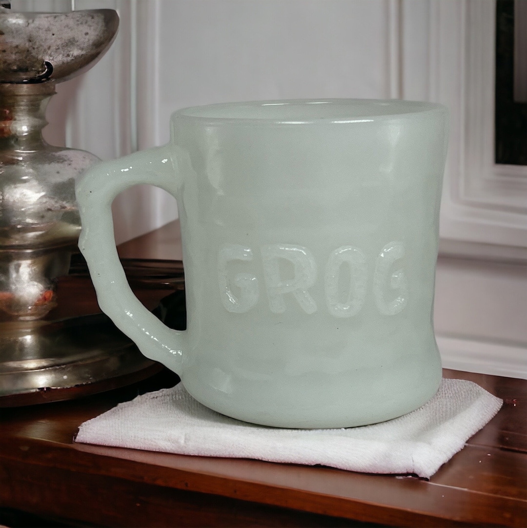 Vintage Milk Glass DC Comic Grog Caveman Mug by Anchor Hocking Fire ...