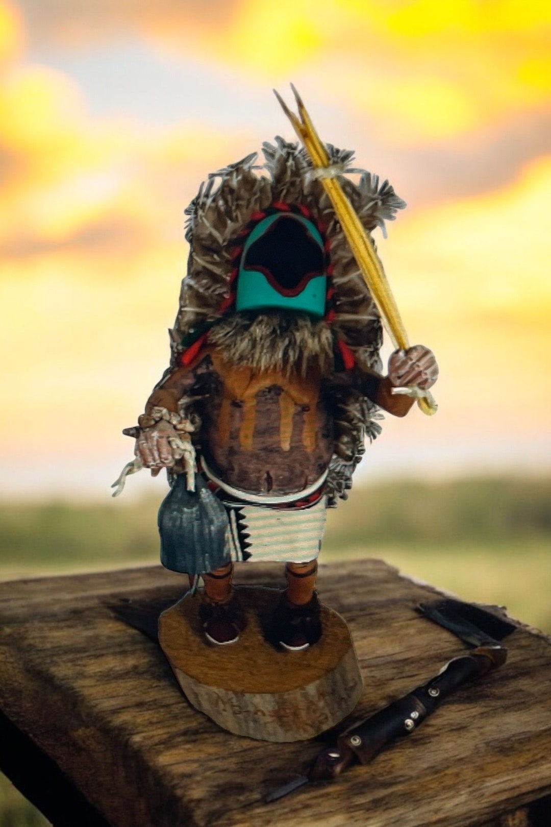 Native American Na-ngasohu Hopi Chasing Star Kachina Sculpture by Larry ...
