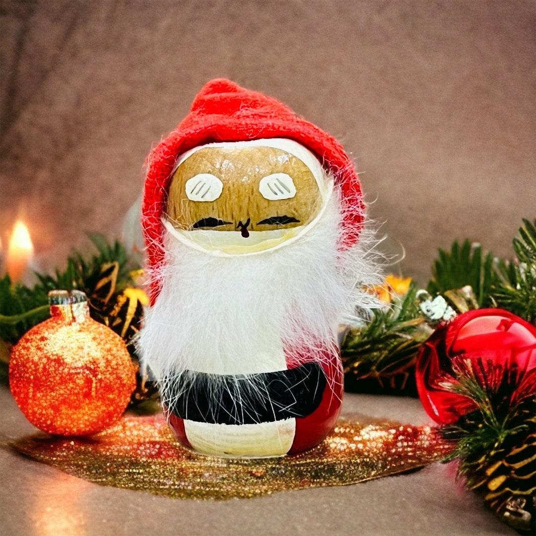 Vintage PAN AM Airlines Rare Mini Japanese Kokeshi Wooden Santa Claus ...