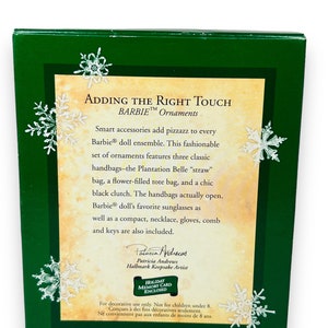 Hallmark 'adding the Right Touch' Barbie Miniature Christmas Ornaments ...