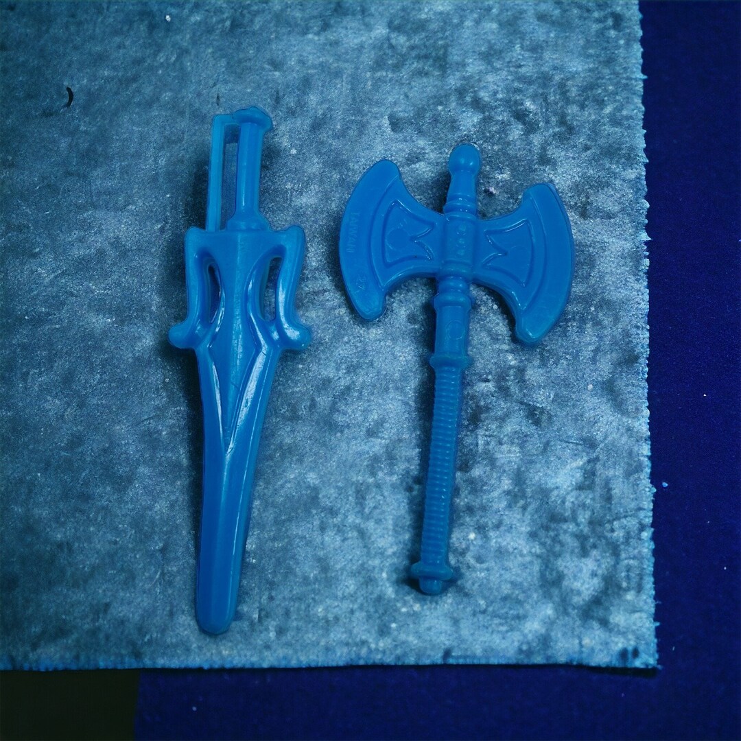 1980s MOTU He-man Weapons Pack Blue Axe & Sword Accessories - Etsy