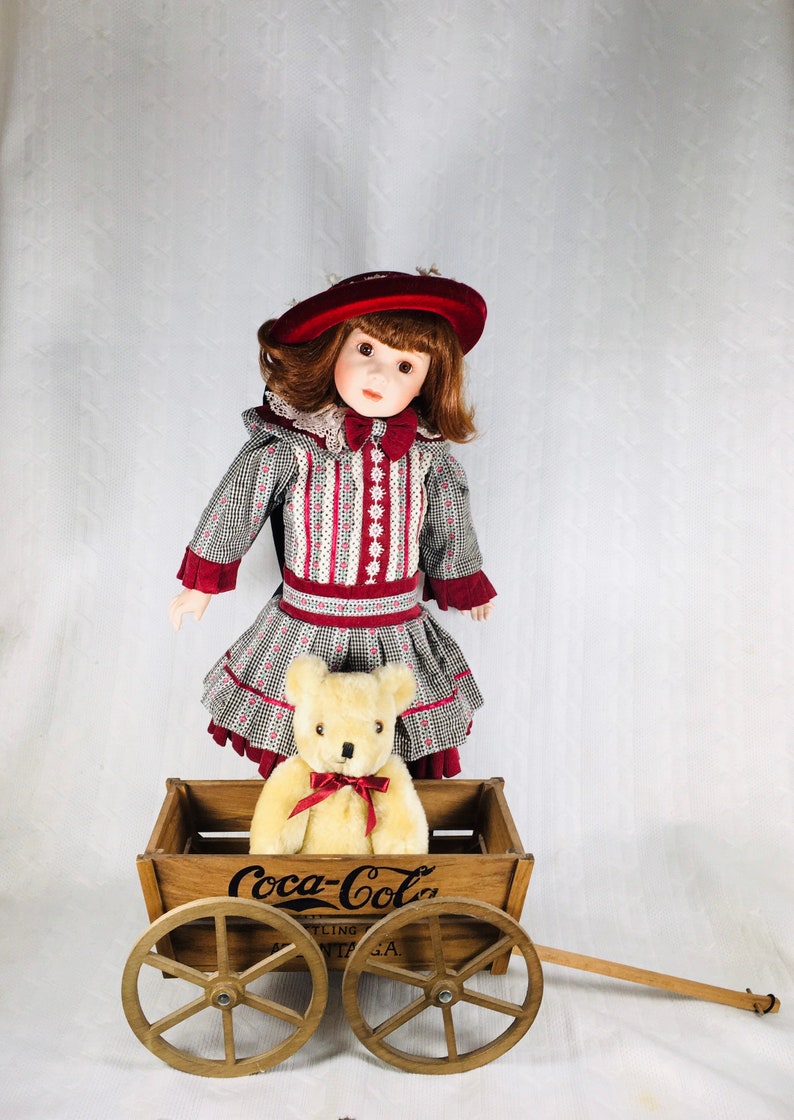 1995 Franklin Mint Megan Porcelain Doll With Coca Cola Wooden Etsy
