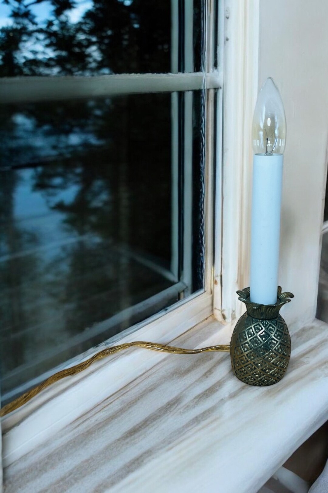 Vintage Brass Pineapple Single Window Light Electric Table Lamp - Etsy