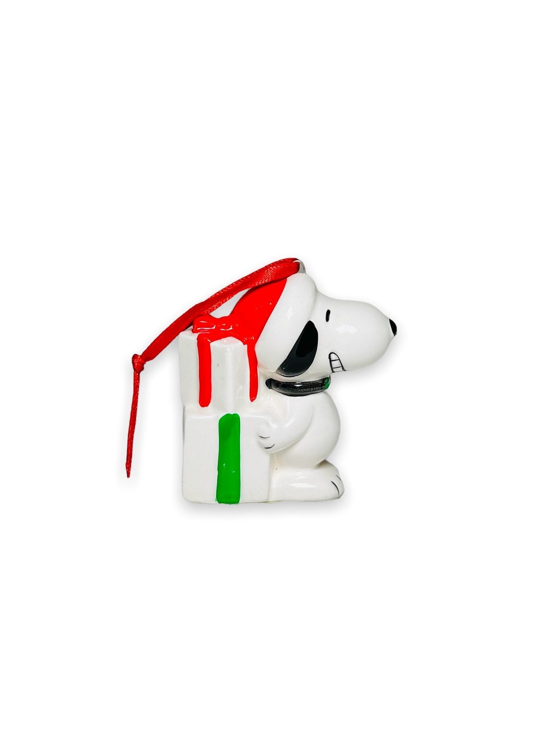 Vintage Smiling Snoopy With Presents Ceramic Christmas Ornament - Etsy