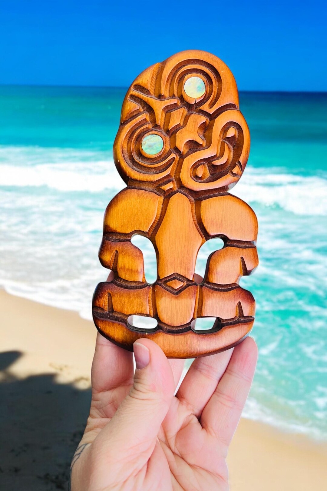 7 Hand-carved Maori Hei Tiki With Paua Shell Eyes Rotorua, New Zealand ...