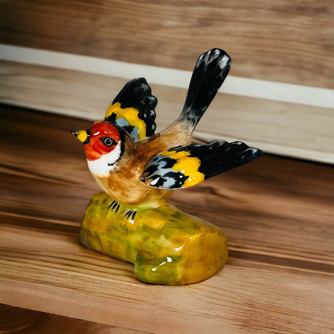 Vintage Crown Staffordshire Gold Finch Bird on A Long Figurine England ...