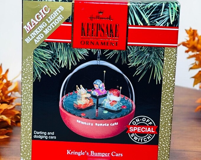 1991 Hallmark Kringles Bumper Cars Magic Blinking Lights & Motion ...