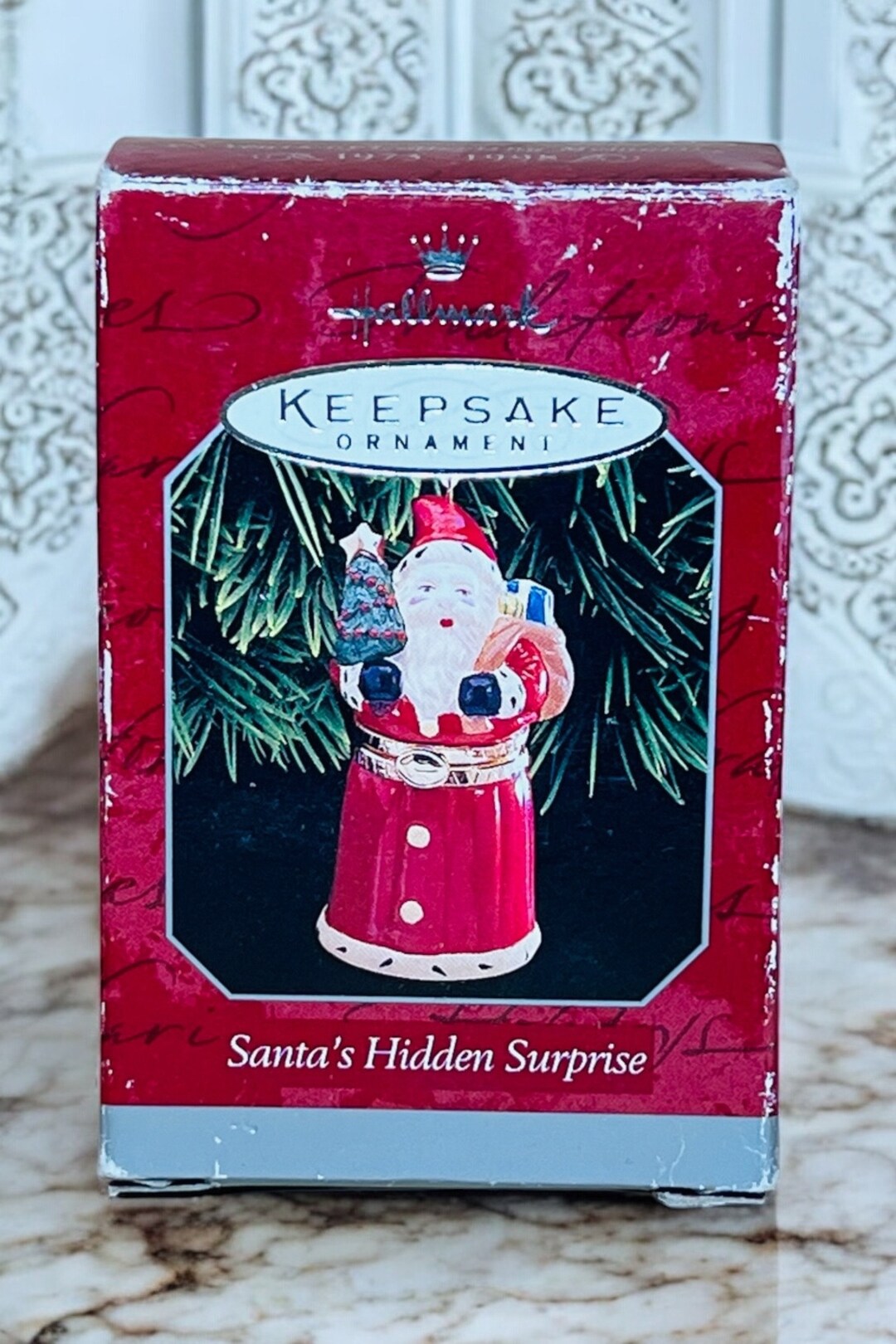 1998 Hallmark Santa's Hidden Surprise Ceramic Trinket Box Ornament - Etsy