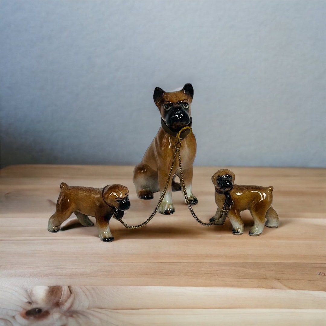 MCM Japan Boxer Dogs Mother & Puppies on Chains Figurine - Etsy