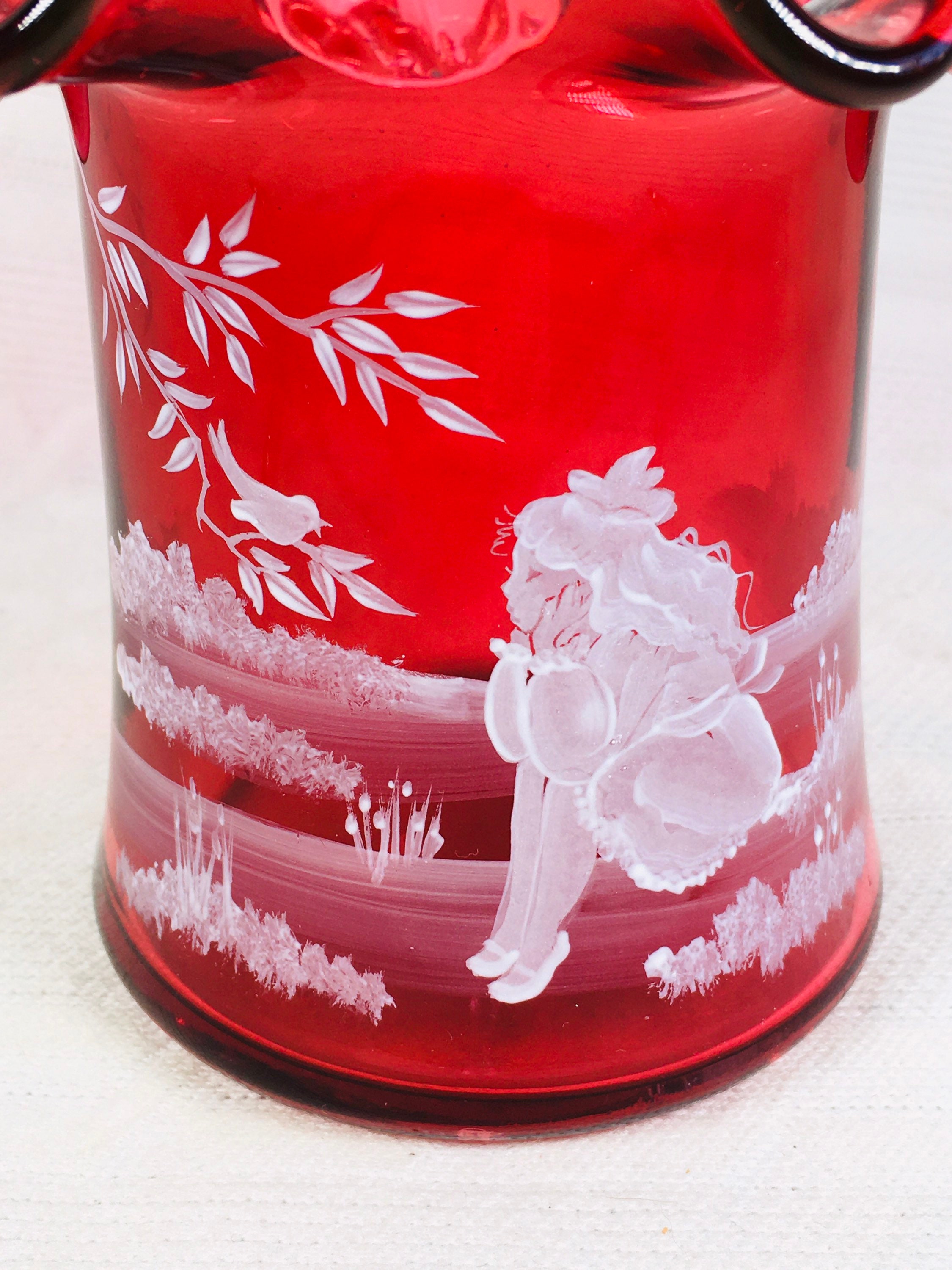 Fenton Mary Gregory Cranberry Glass Limited Edition Basket - Etsy