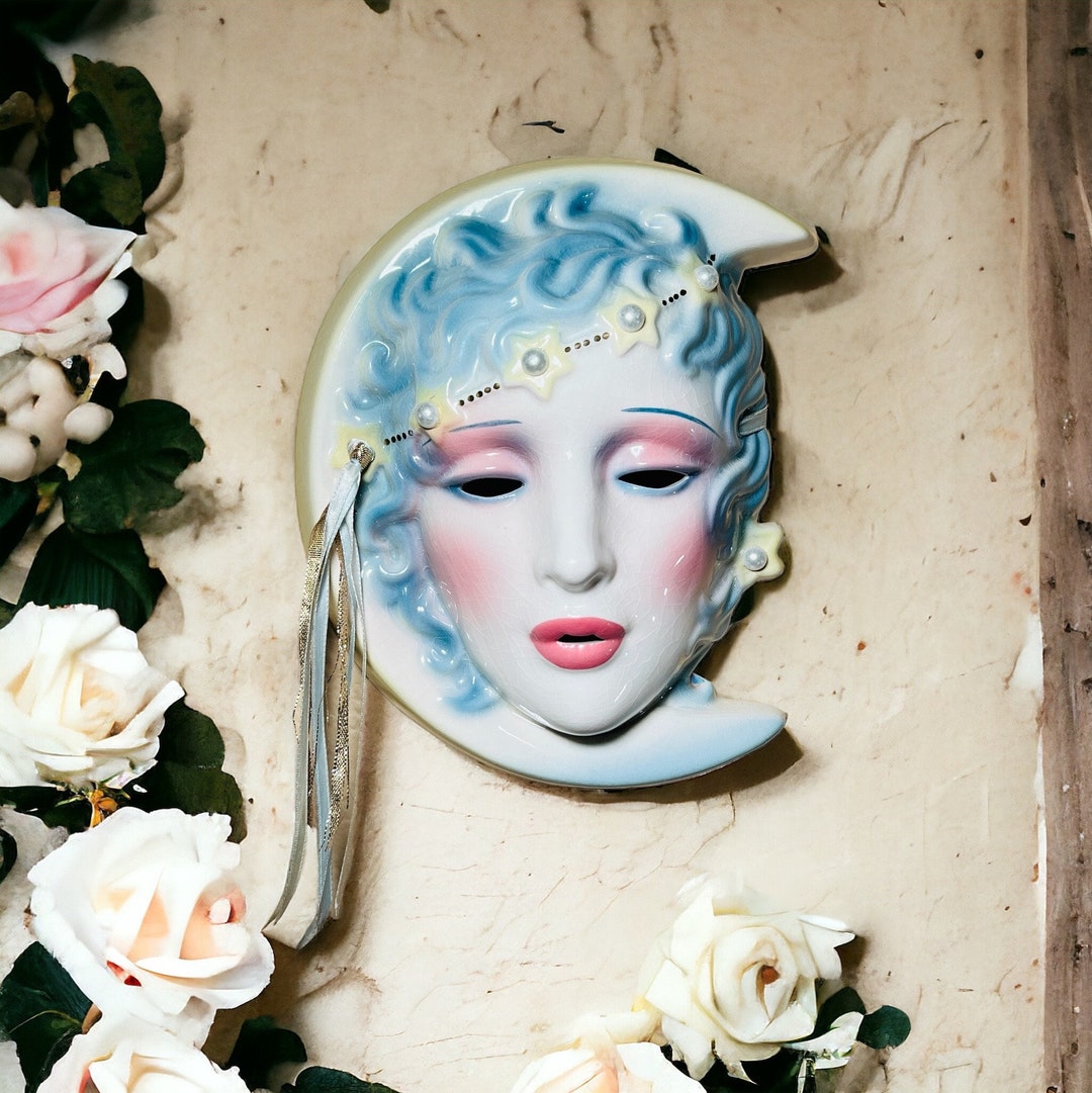 Clay Art San Francisco Crescent Moon & Stars Mask Wall Hanging - Etsy