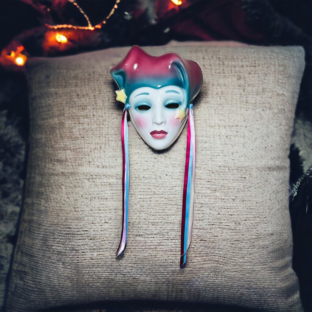 1992 Clay Art Star Jester Small Ceramic Mask Wall Hanging - Etsy