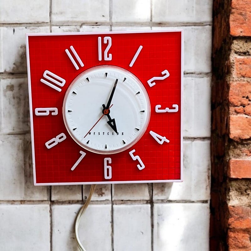 Red Kitchen Clock - Etsy