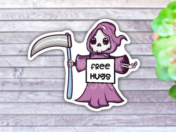 Free Hugs Sticker Grim Reaper Sticker for Water Bottle Best - Etsy