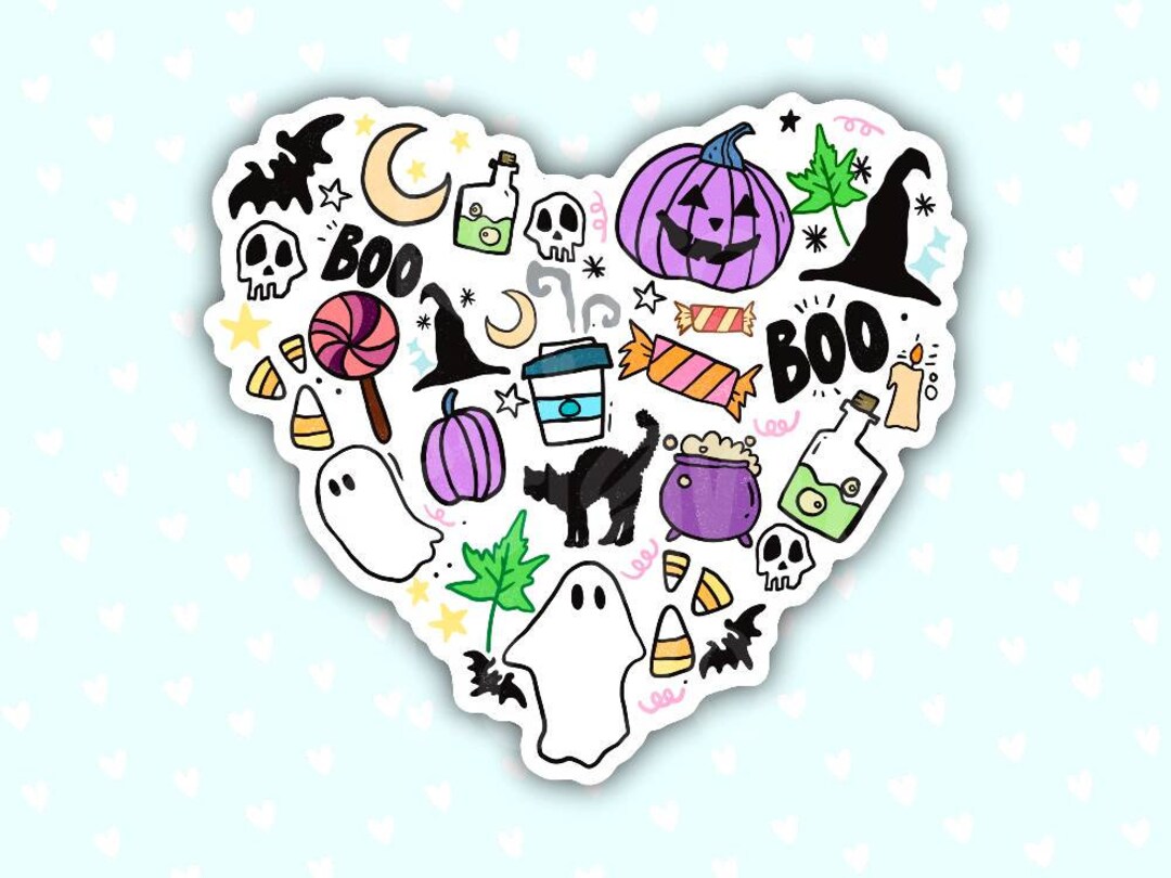 Spooky Heart Stickers for Water Bottle, Pastel Goth Halloween, Sister ...