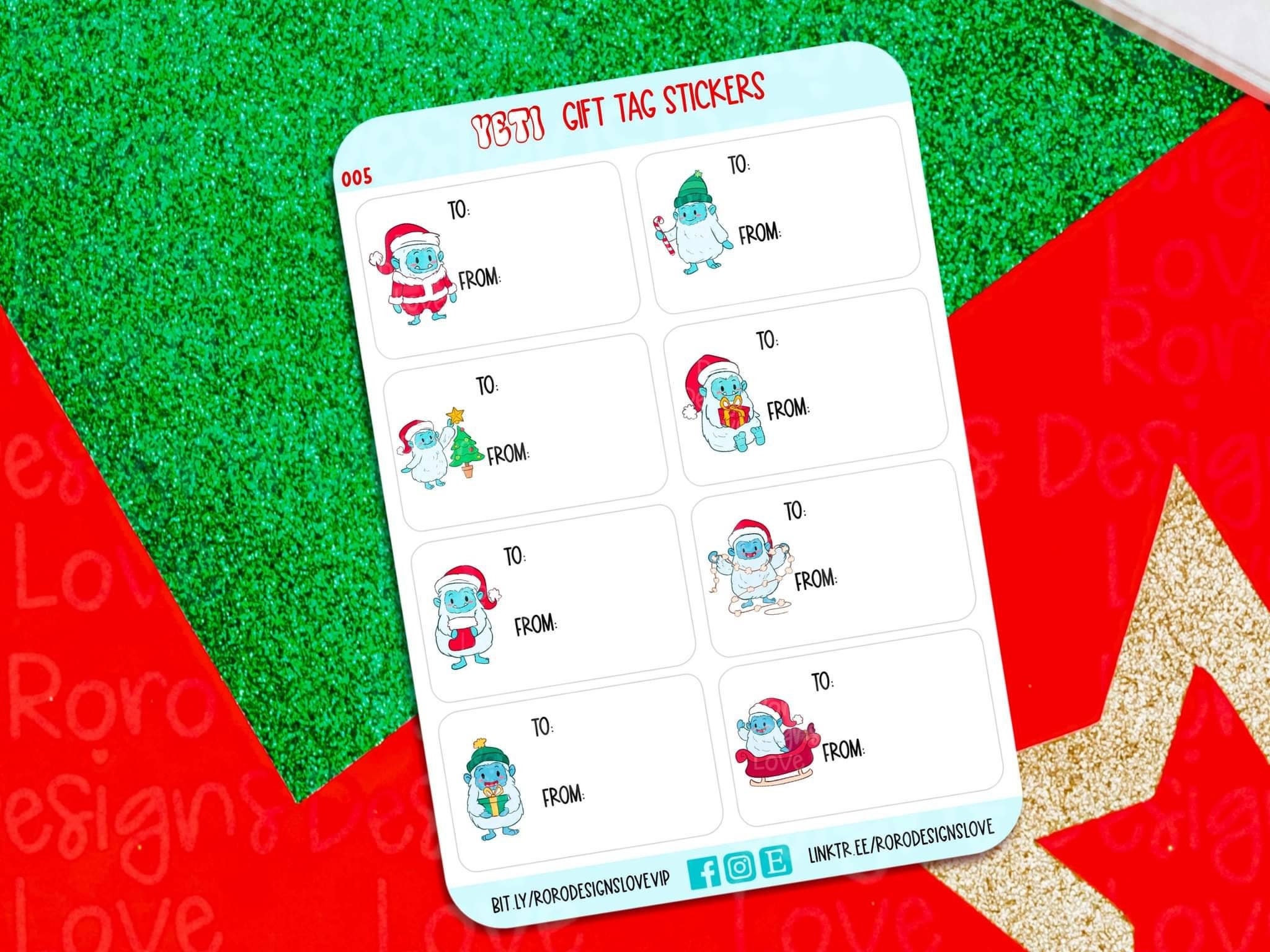 Yeti Sticker Gift Tags for Kids Cute Christmas Gift Tags - Etsy