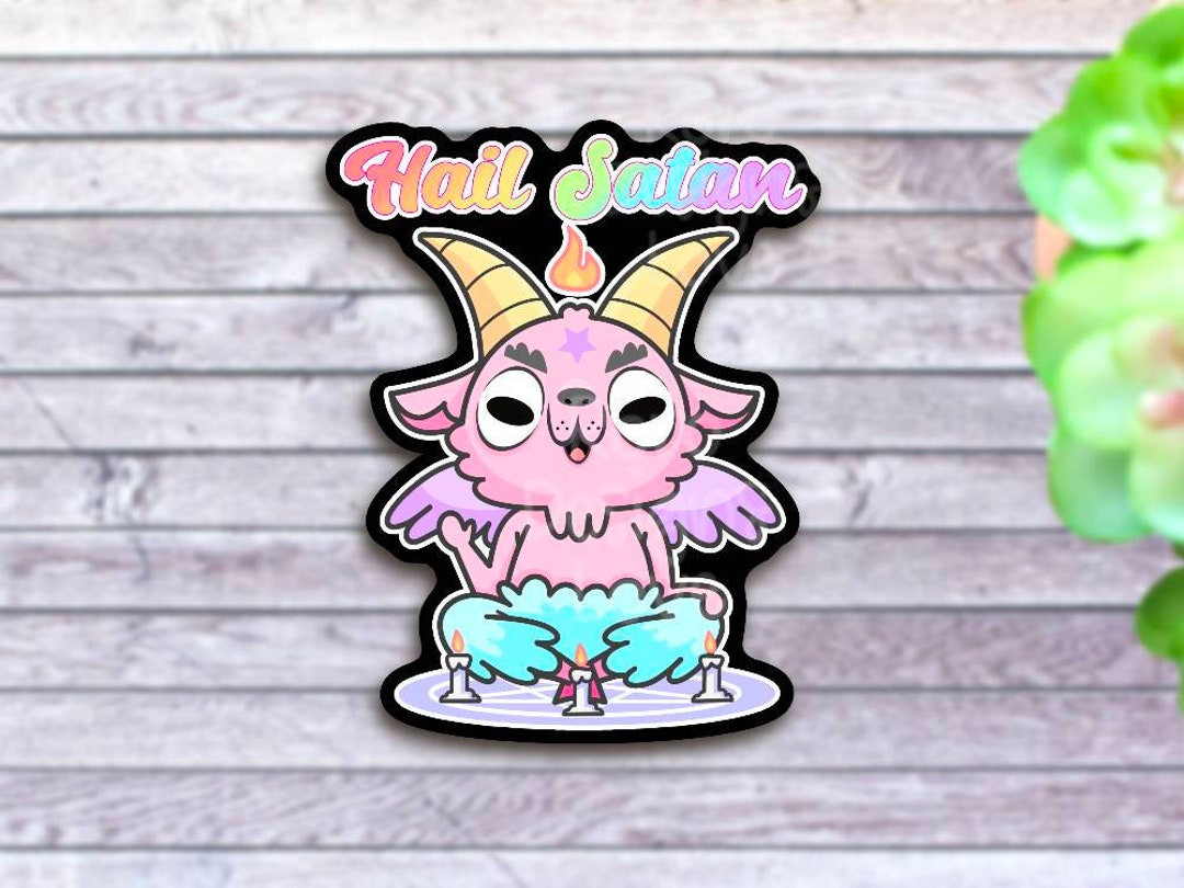 Hail Satan Sticker, Funny Cute Baphomet Sticker for Water Bottle, Funny ...