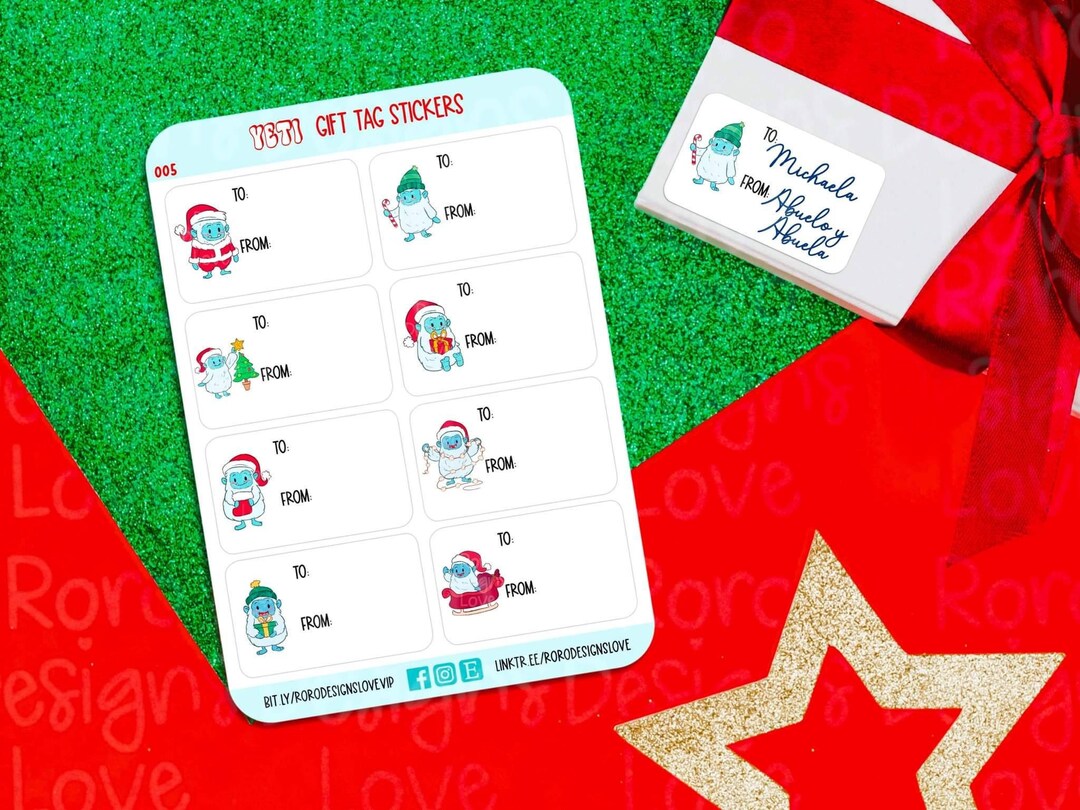 Yeti Sticker Gift Tags for Kids, Cute Christmas Gift Tags, Cute to From ...