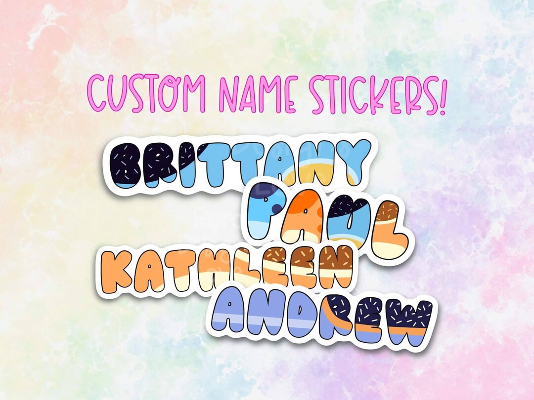 Personalized Blue Family Name Stickers for Water Bottles Kids Name ...