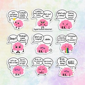 Funny Brain Sticker Pack for Laptop, Adult Adhd Stickers for Kindle ...