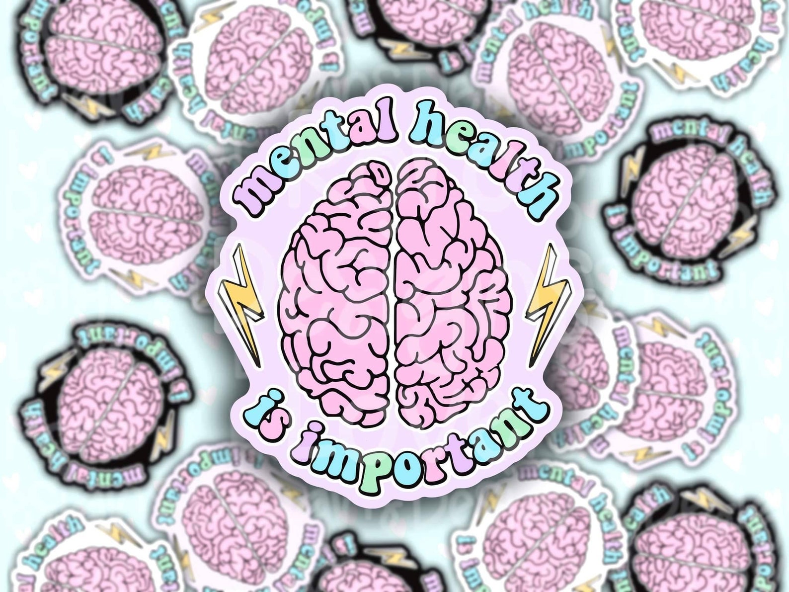 Pastel Goth Brain Sticker for Water Bottle Therapist Gift - Etsy