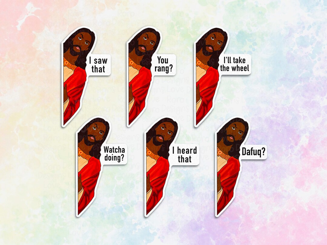 Black Jesus I Saw That Sticker, Jesus Funny Decal for Laptop, Funny ...