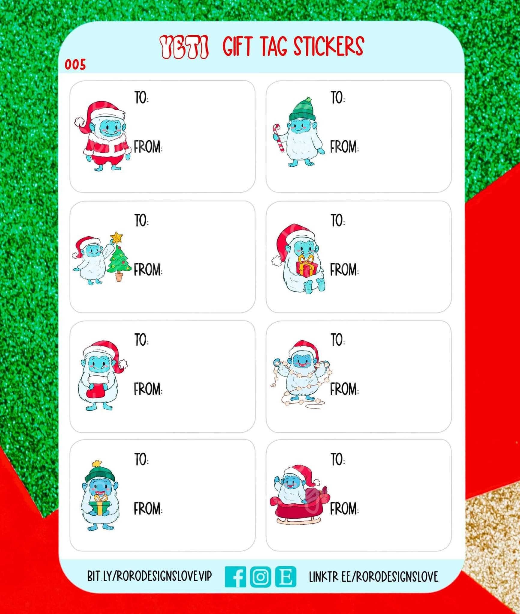 Yeti Sticker Gift Tags for Kids Cute Christmas Gift Tags - Etsy