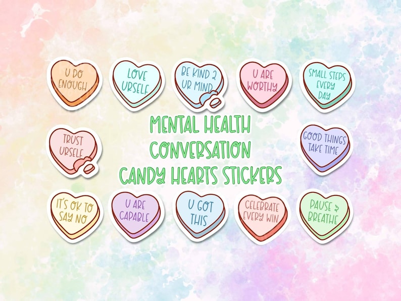 Positive Affirmations Candy Heart Stickers Pack You Are - Etsy