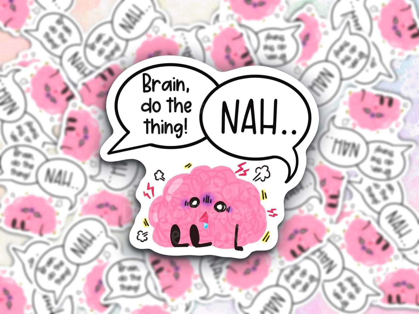 Scatterbrain Brain Fog Sticker for Laptop, Unmotivational Stickers for ...