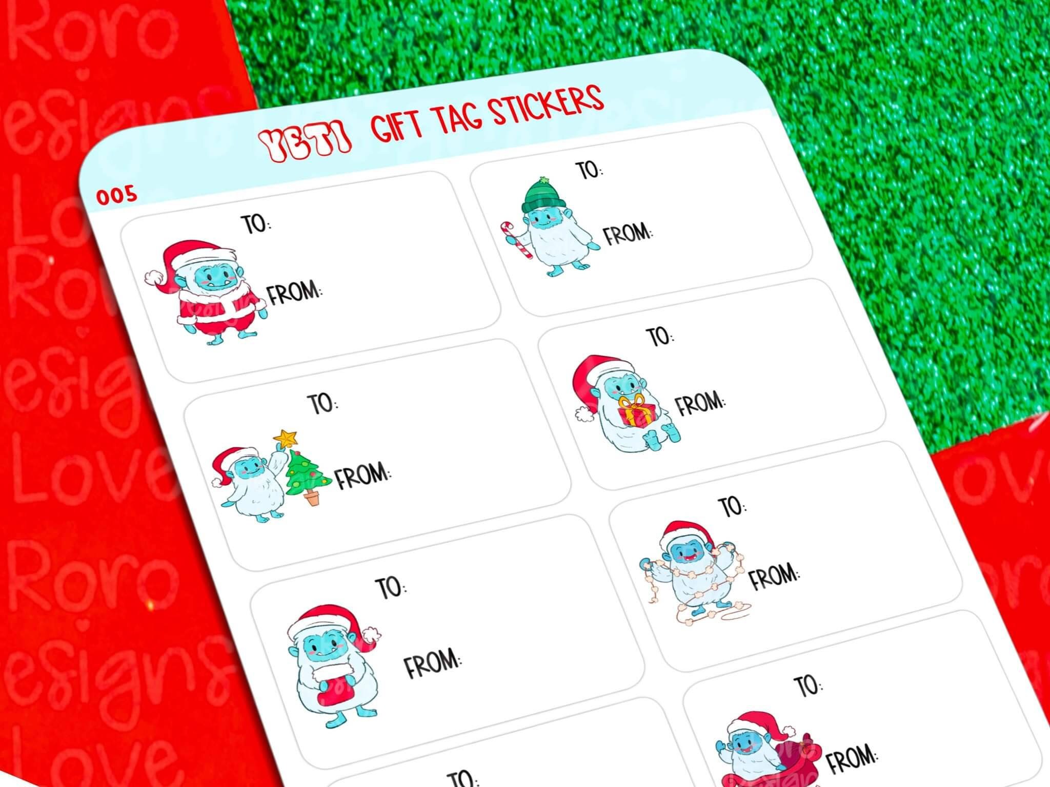 Yeti Sticker Gift Tags for Kids Cute Christmas Gift Tags - Etsy