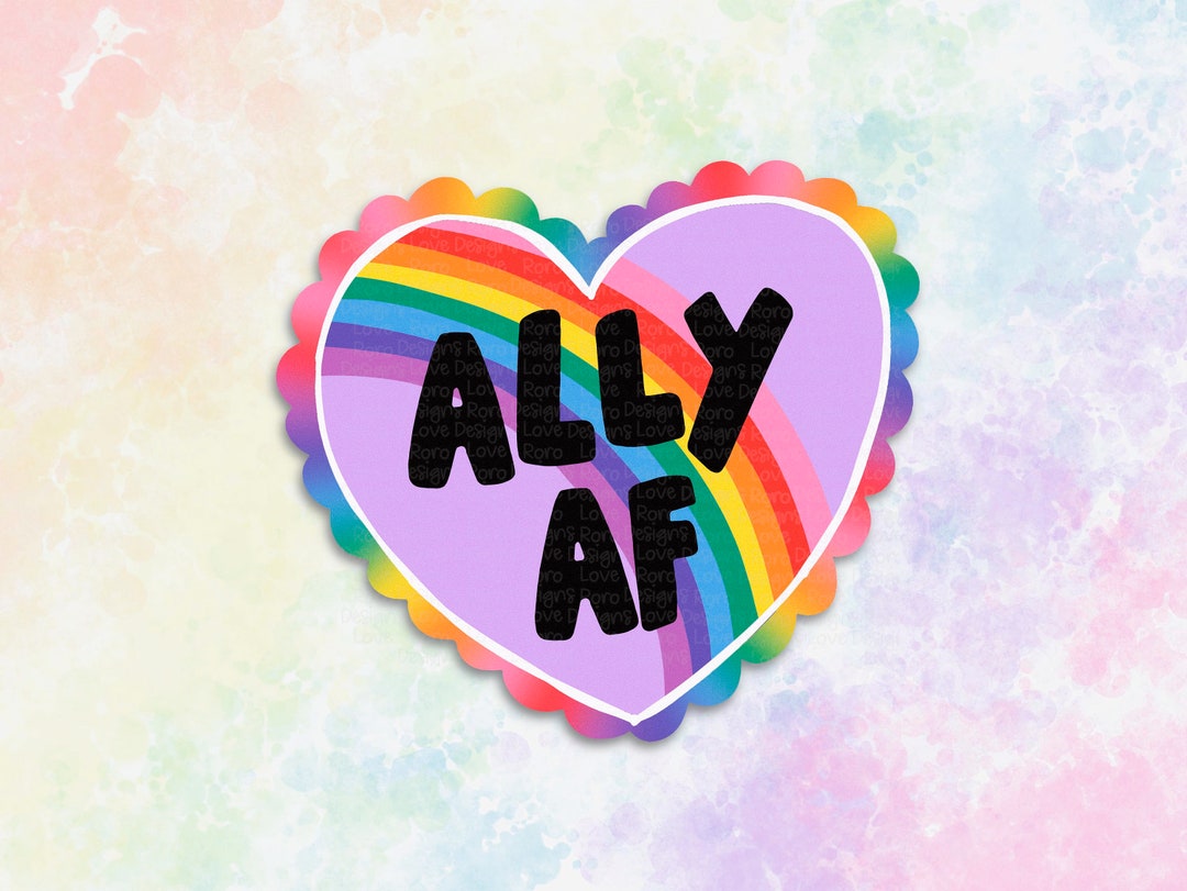 Ally AF Rainbow Heart Sticker for Women, Free Mom Hugs Ally Sticker for ...