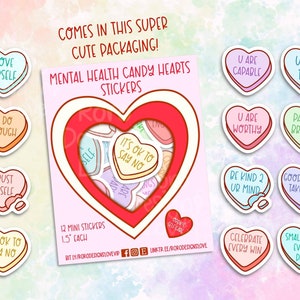 Positive Affirmations Candy Heart Stickers Pack, You Are Worthy Mental ...