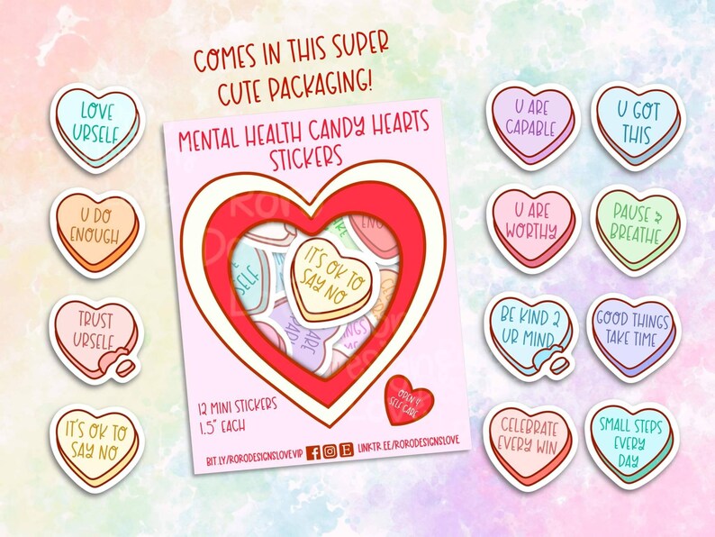 Positive Affirmations Candy Heart Stickers Pack You Are - Etsy