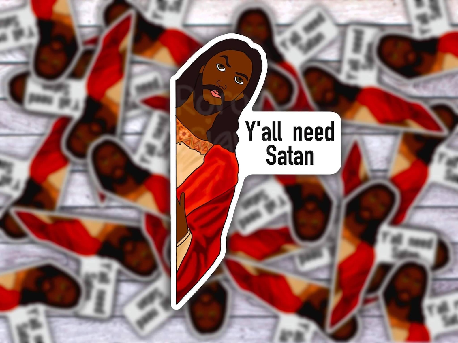 Y'all Need Satan Sticker for Laptop Funny Jesus Stickers - Etsy