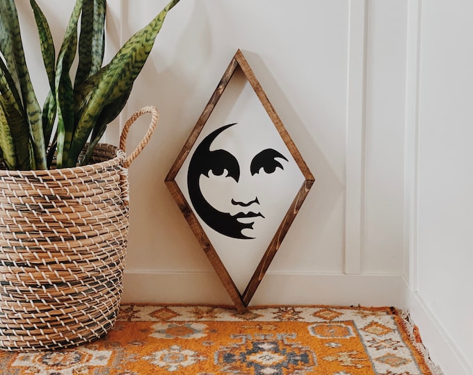 Moon Diamond Wood Sign - Etsy