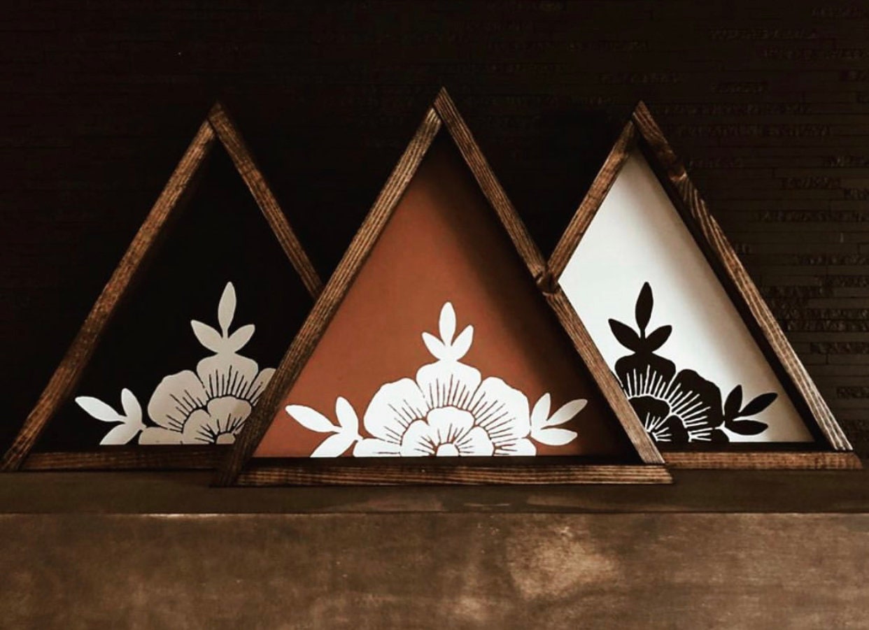 Flower Triangle Wood Sign | Etsy