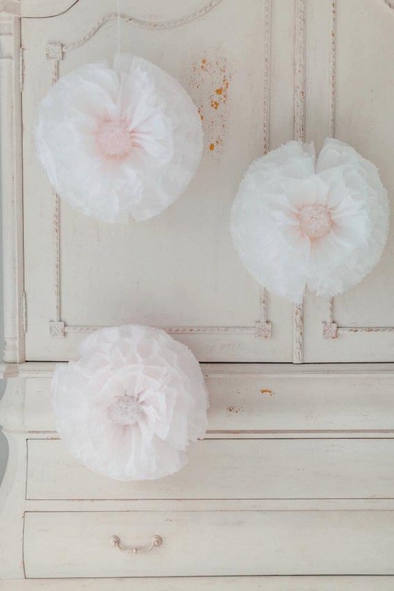 Vintage paper flower giant hand-dyed paper flower in pale | Etsy