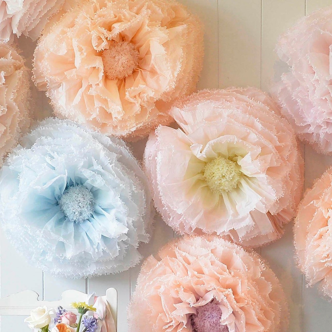 Pink Paper Flower Giant Hand-dyed Flower in Blush Pink and - Etsy